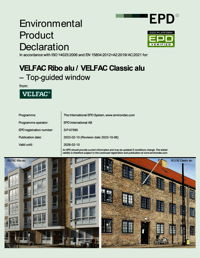 VELFAC Produktdatabase | Vinduer og døre